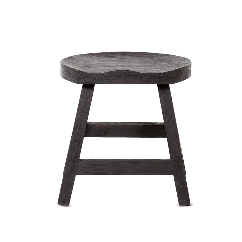 KING Stool in Reclaimed Teak Black Seat Base - Dareels