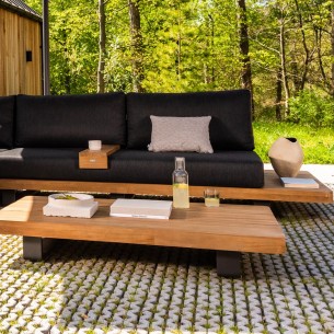 TIMBER GRAPHITE Lounge Set 7 Seater Aluminium Grey - Teak Coffee Table